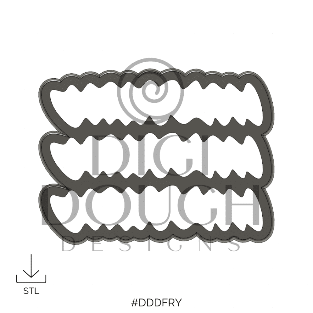 Multi-Cutter Crinkle Fry 3.50in STL - Digi Dough Designs